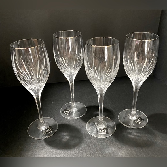 Mikasa | Dining | 4 Mikasa Lead Crystal Goblets Arctic Lights Platinum ...